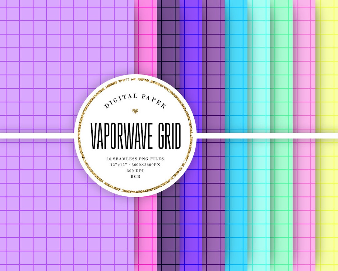 Vaporwave Grid Patterns, Seamless Basic Digital Paper, Commercial Use ...