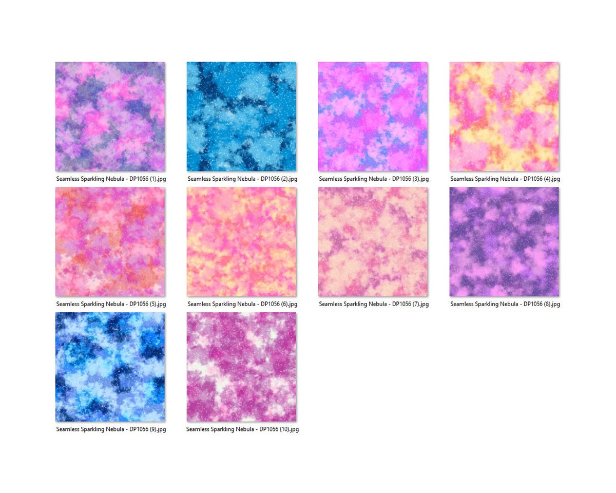 Sparkling Nebula Backgrounds Seamless Sky Digital Paper, Fantasy Skies ...