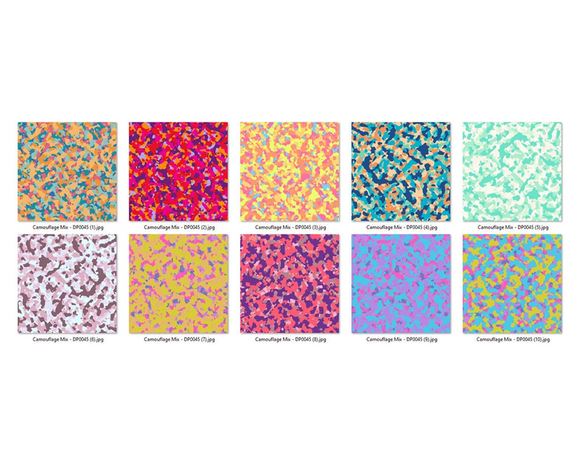 Colorful Camouflage Patterns Bright Camo Digital Paper Mix - Etsy
