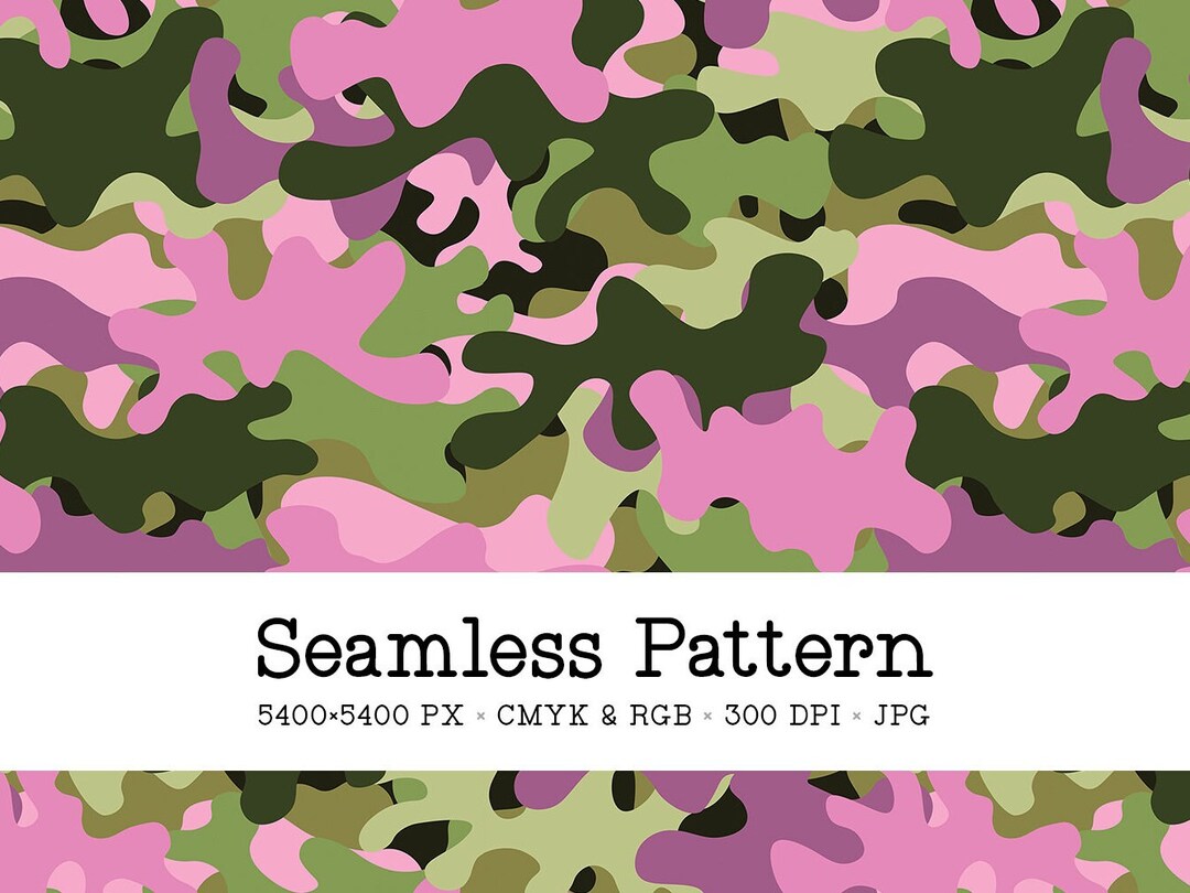 Pink & Green Camo Seamless Pattern, Camouflage Digital Paper, Girly ...