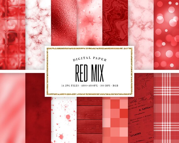 Red Digital Paper Mix Abstract Scrapbook Paper Basic | Etsy