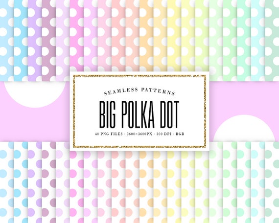 Pastel Polka Dot Digital Paper Big Polka Dots Soft Colors | Etsy