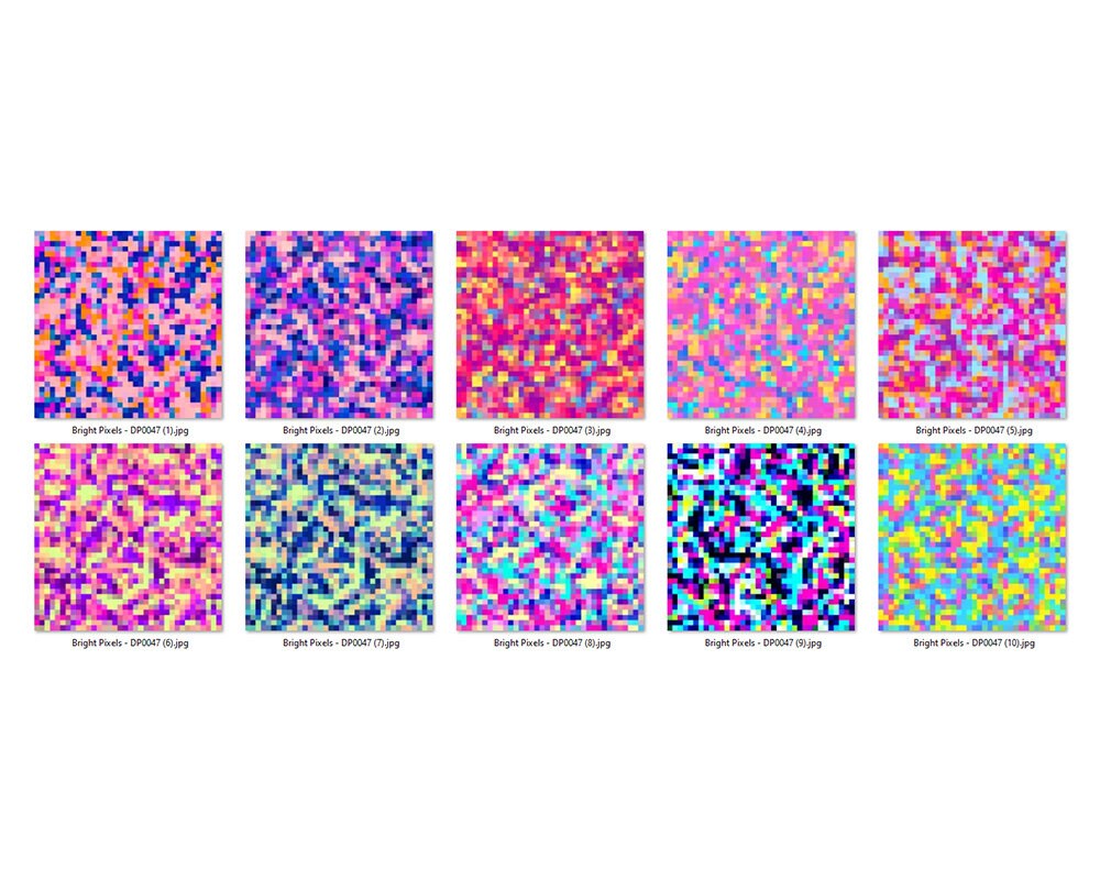 Bright Pixels Digital Paper, Squares Seamless Patterns, Pixelated ...