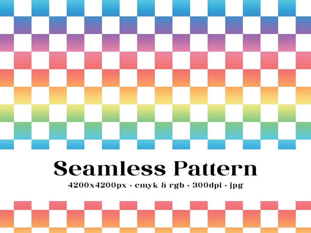 Pastel Rainbow Ombre Checkered Seamless Pattern, Geometric Check Repeat ...