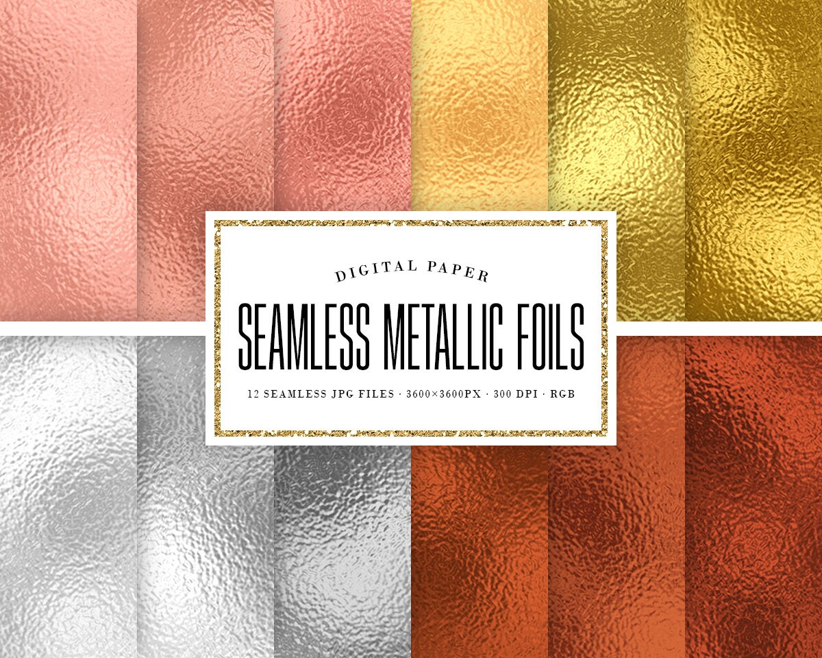 Seamless Metallic Foil Backgrounds, Gold Digital Paper, Rose Gold Glass ...