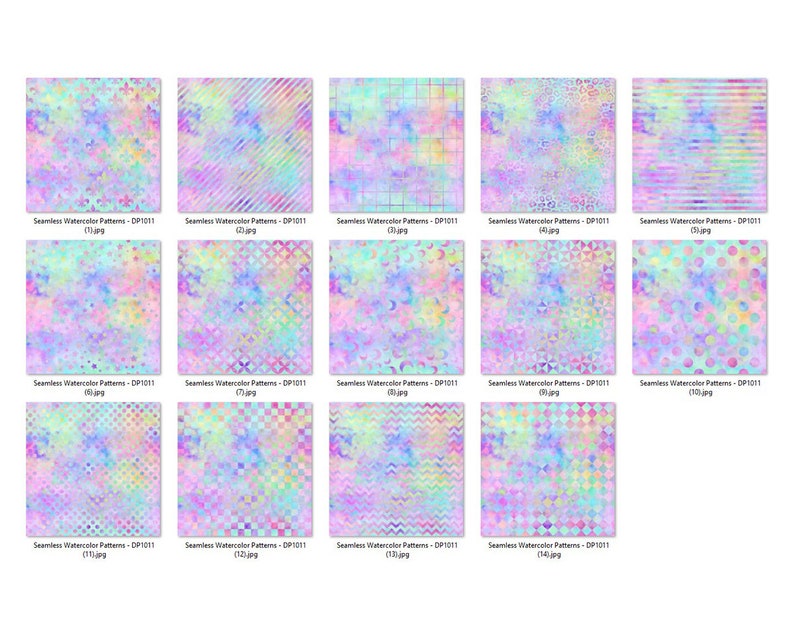 Rainbow Watercolor Seamless Digital Paper, Grungy Geometric Patterns ...