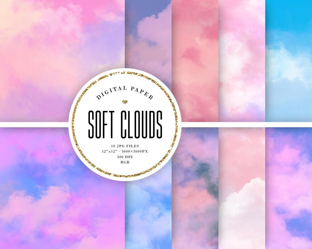 Clouds Digital Paper Colorful Sky Backgrounds Abstract - Etsy