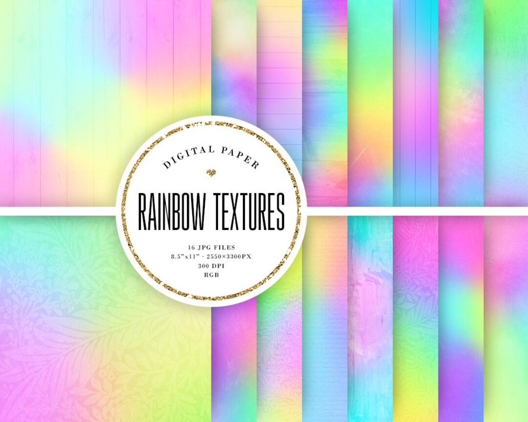 Pastel Scrapbook Digital Papers, 8.5x11 Rainbow Textures, Grunge ...
