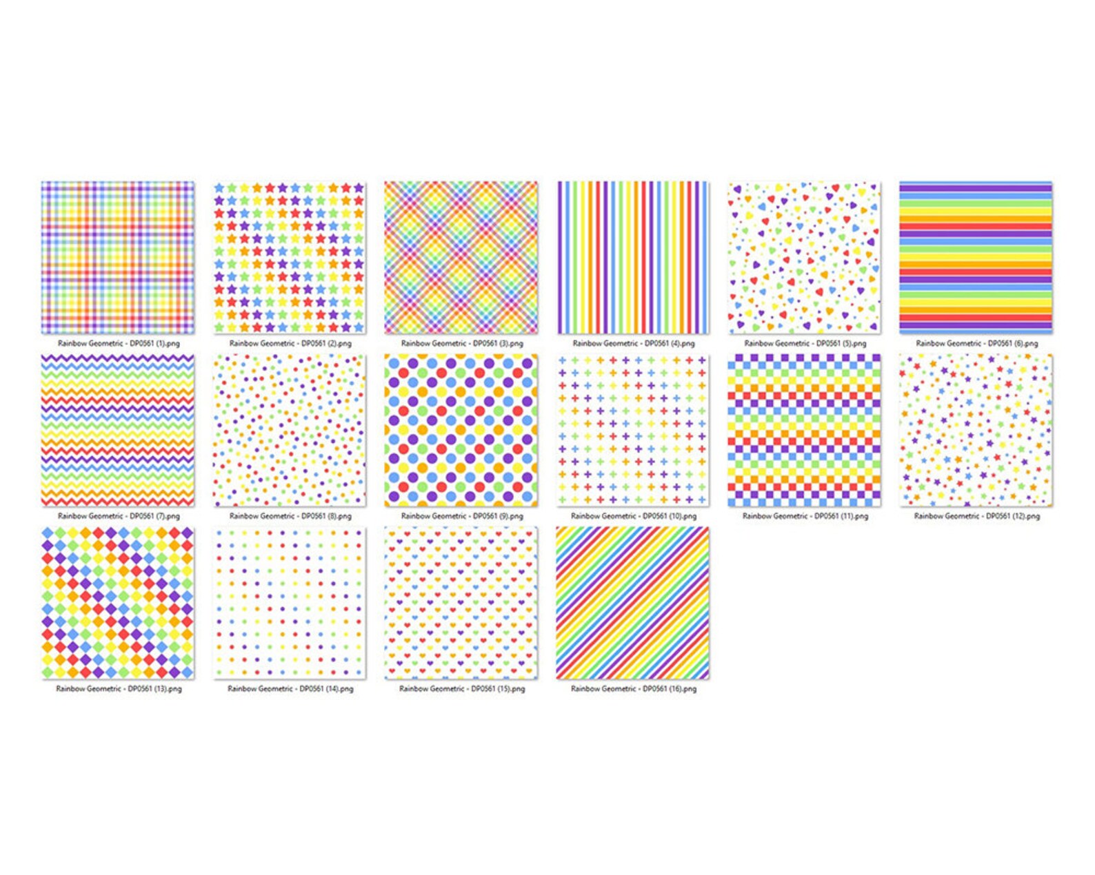 Rainbow Geometric Seamless Patterns Colorful Digital Paper On | Etsy