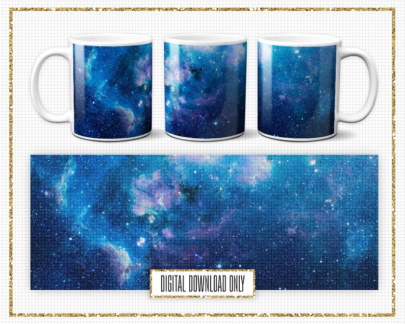 Blue Space Sublimation Mug Design Commercial Use Sublimation - Etsy Denmark