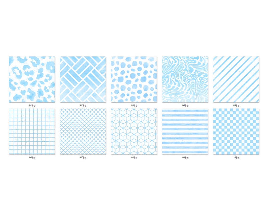 White & Blue Digital Paper Light Blue Watercolor Patterns | Etsy