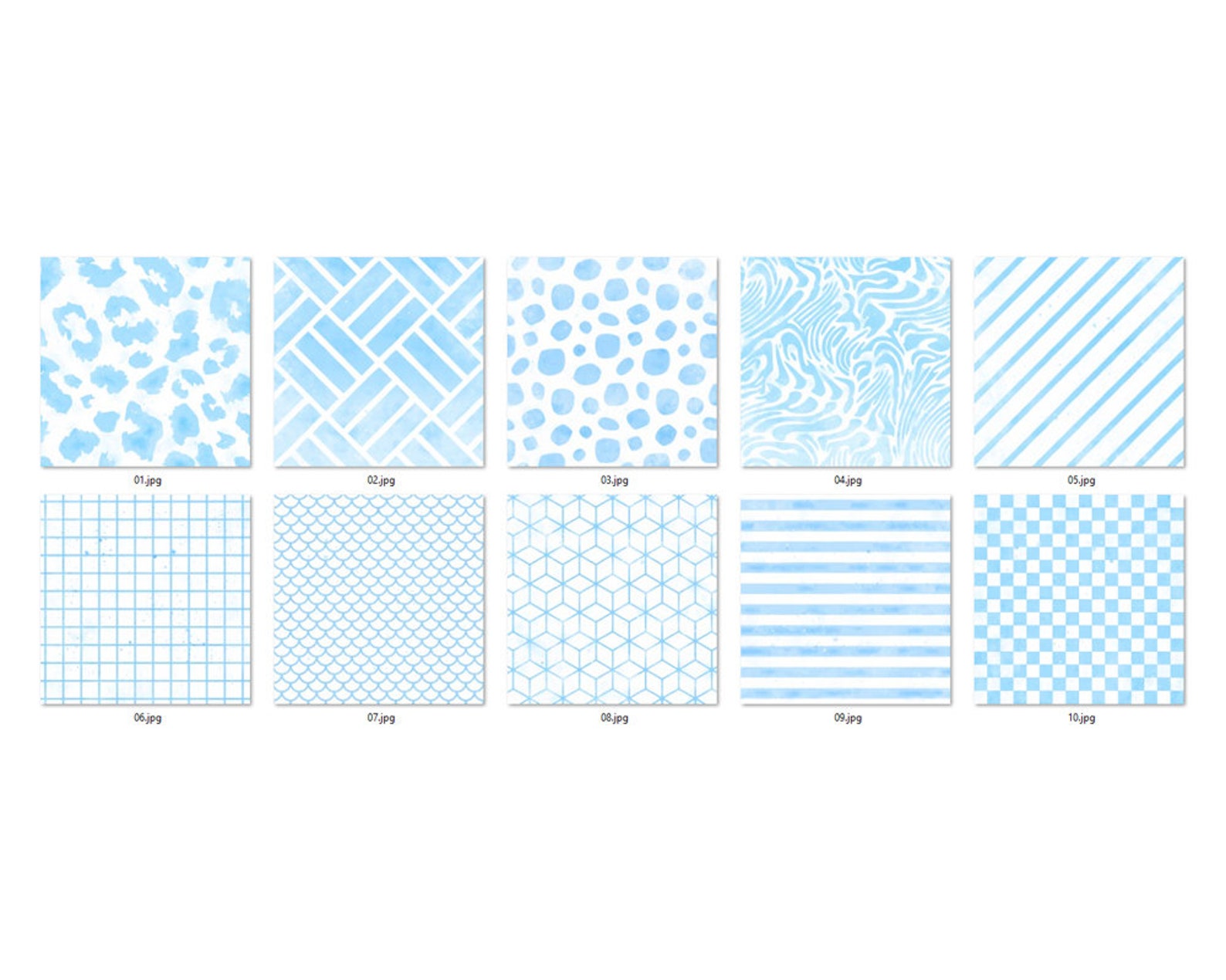 White & Blue Digital Paper Light Blue Watercolor Patterns | Etsy