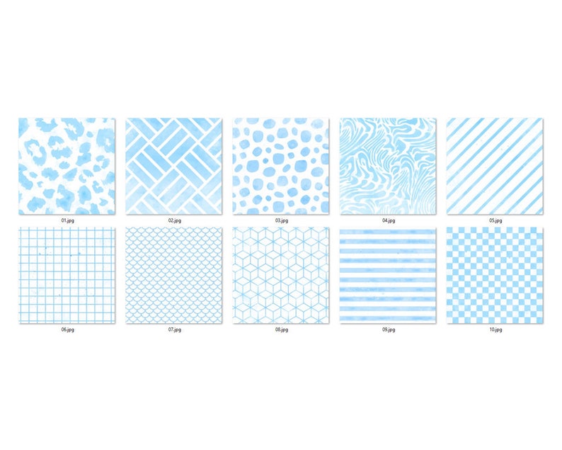 White & Blue Digital Paper Light Blue Watercolor Patterns | Etsy