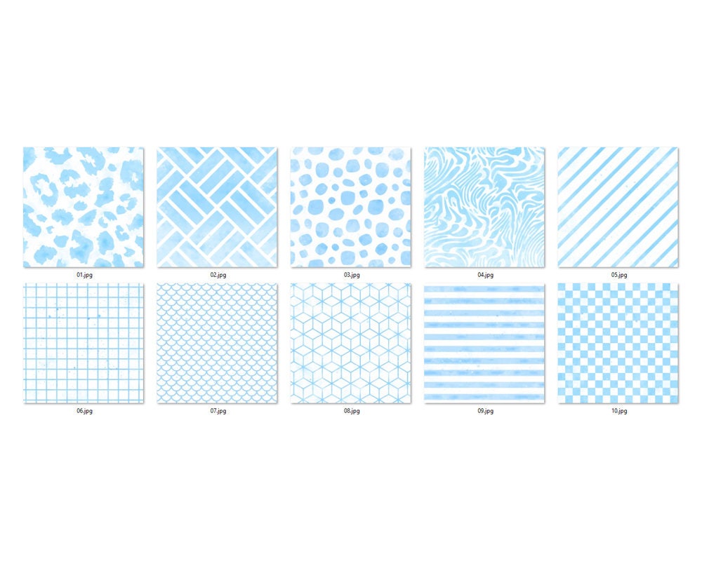 White & Blue Digital Paper, Light Blue Watercolor Patterns, Pastel Blue ...