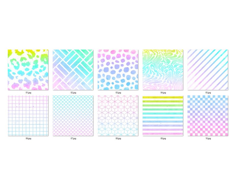 Pastel Digital Paper Watercolor Patterns Rainbow - Etsy