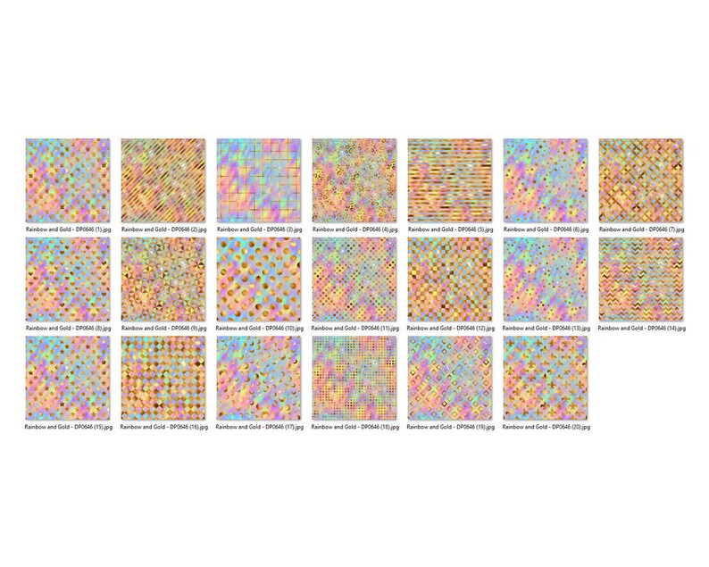 Rainbow & Gold Digital Paper, Seamless Colorful Geometric Patterns ...