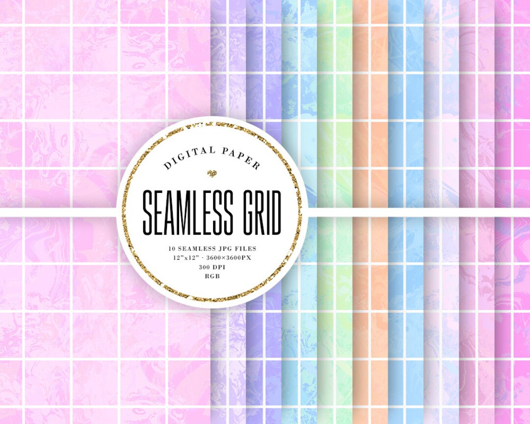 Big Grid Patterns, Seamless Pastel Textures, Tileable Scrapbook Paper ...