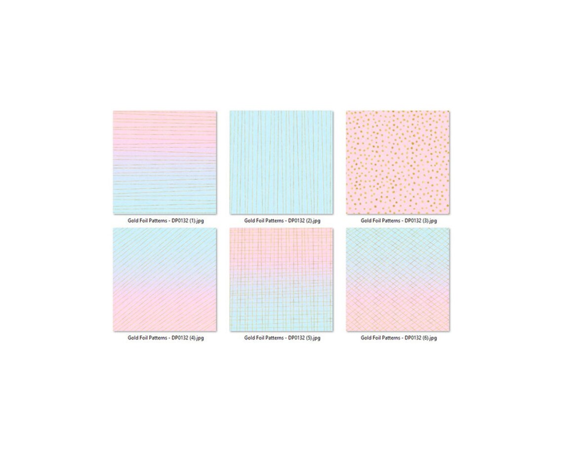 Pastel Ombre Digital Paper, Gold Hand-drawn Patterns, Pink & Blue ...