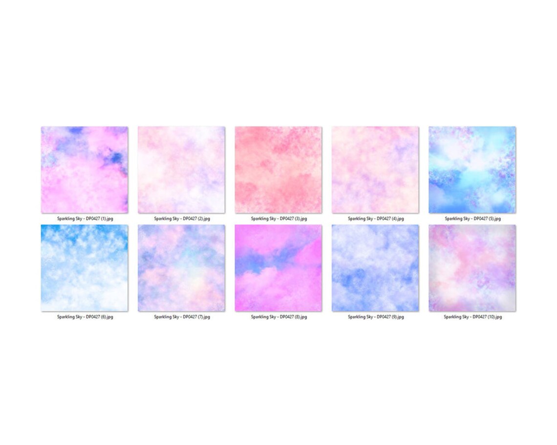 Sparkling Sky Digital Paper Magical Sky Backgrounds Clouds & - Etsy