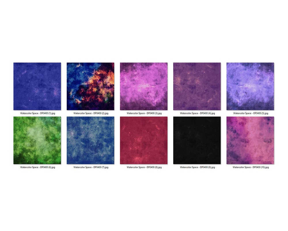 Watercolor Space Digital Paper, Aquarelle Galaxy Backgrounds, Dark ...