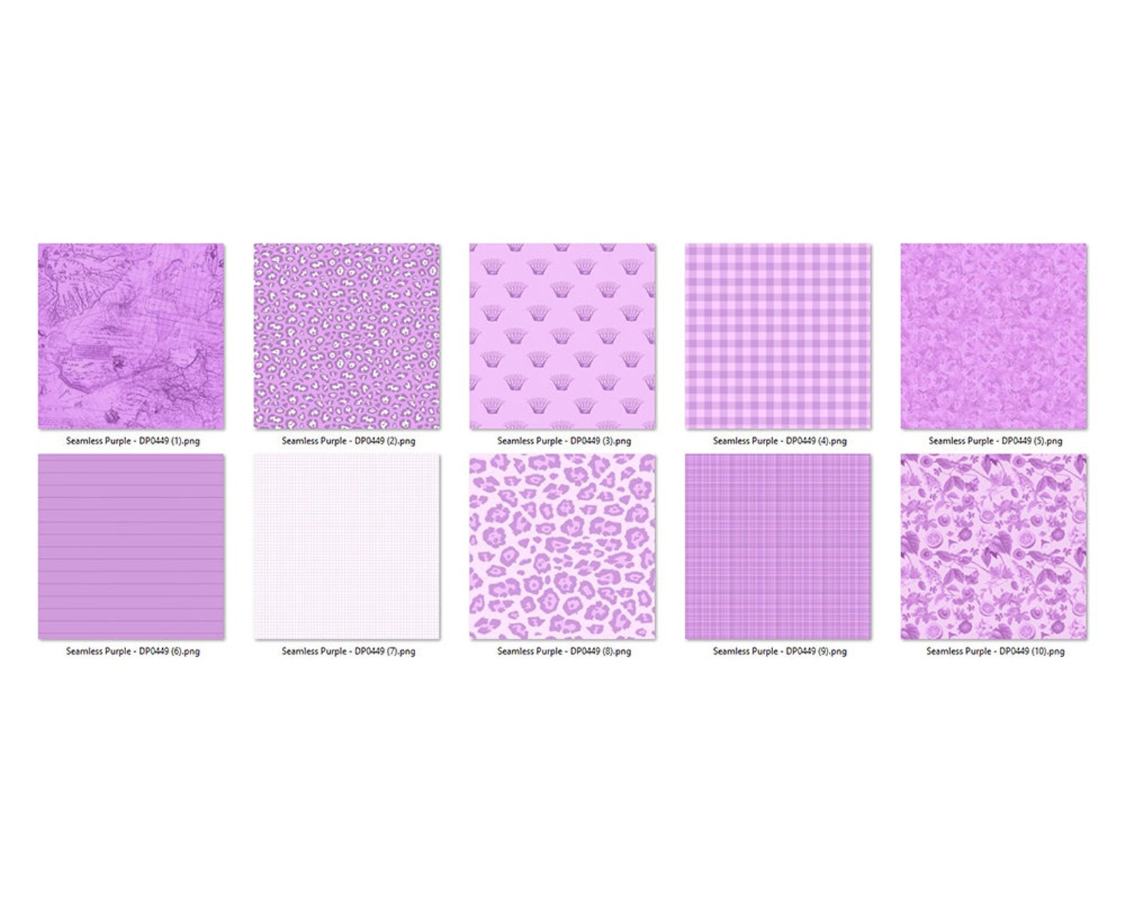 Purple Seamless Patterns, Pastel Violet Tileable Digital Paper ...