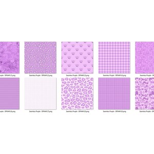 Purple Seamless Patterns, Pastel Violet Tileable Digital Paper ...