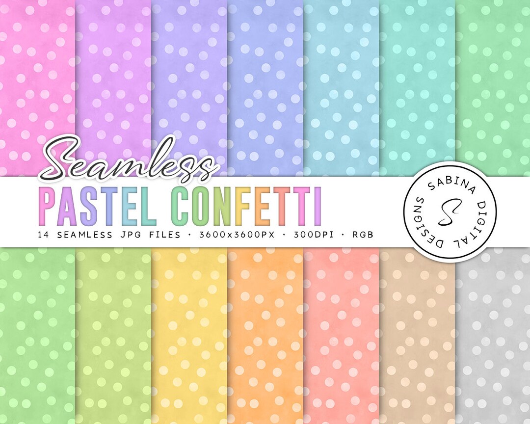 Pastel Confetti, Pastel Dots Digital Paper 12x12, Basic Patterns With ...