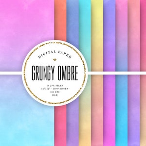 Grungy Ombre Digital Paper 12x12, Simple Gradient Backgrounds ...