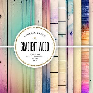 Wood Digital Textures, Ombre Wood Digital Paper, Pastel Wooden ...