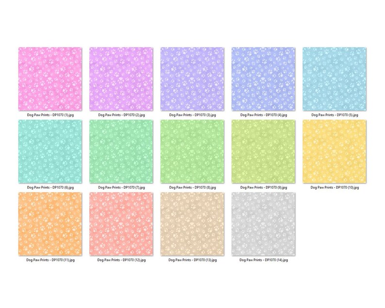 Dog Paw Prints, Pastel Paws Digital Paper 12x12, Basic Patterns With ...
