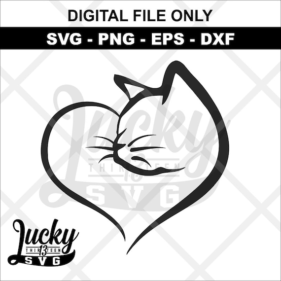 Cat Heart SVG Digital File - Etsy