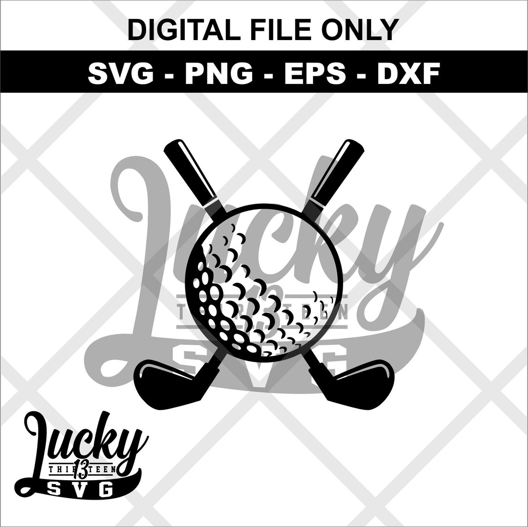 Golf Ball and Crossed Clubs SVG Vector - Etsy