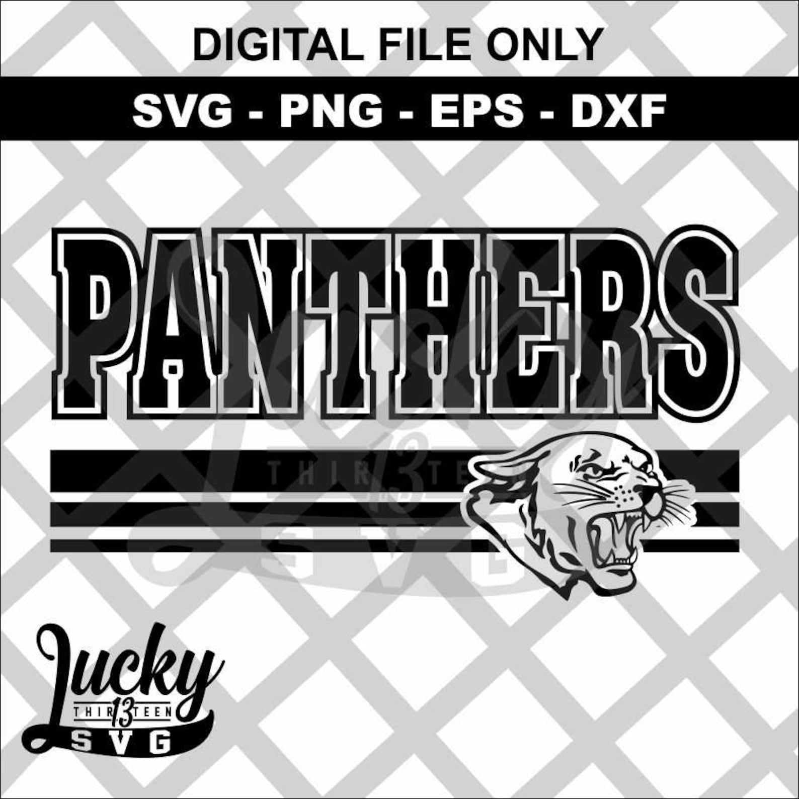Panthers 3 Line SVG Digital Files - Etsy