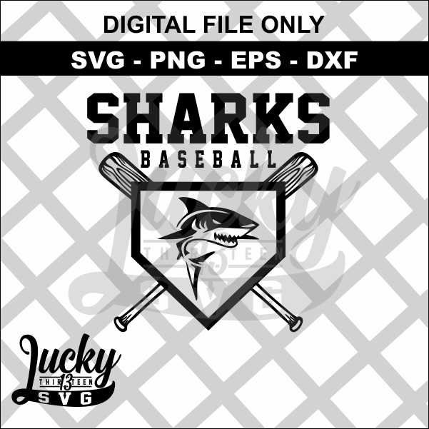 Sharks Baseball SVG Digital Files - Etsy