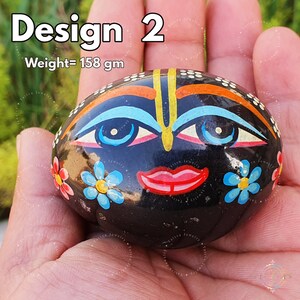 Handpainted Krishna Stone: Religious Altar Idol, Puja Gift - Etsy