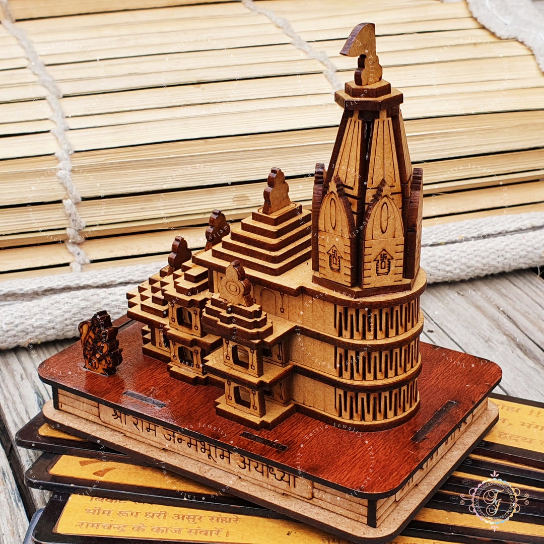 Temple Handmade, 5inches Ram Mandir Temple-3d Replica, Religious Gifts ...