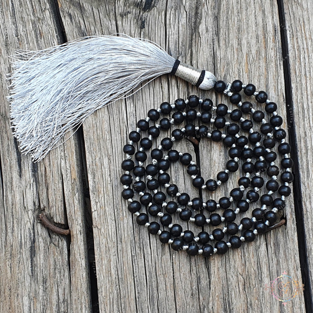 Karungali Mala: Ebony Wood Prayer Beads - Handmade 108 Bead Necklace - Etsy