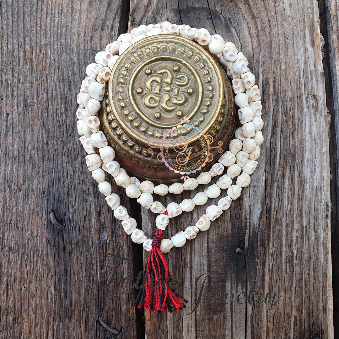 Unknotted Skull Mala 108 Beads Skull Necklace Mund Mala - Etsy