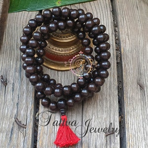 Ebony Wood Mala: Handmade Karungali Buddhist Necklace - Etsy