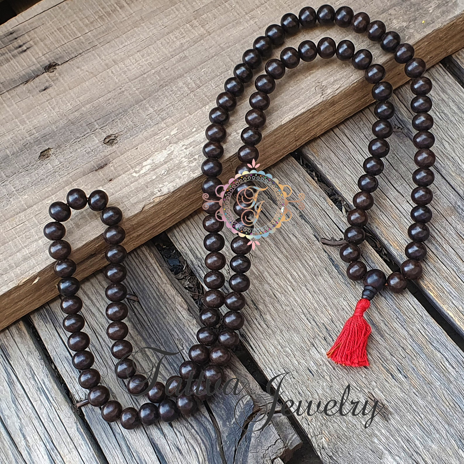 Ebony Wood Mala: Handmade Karungali Buddhist Necklace - Etsy