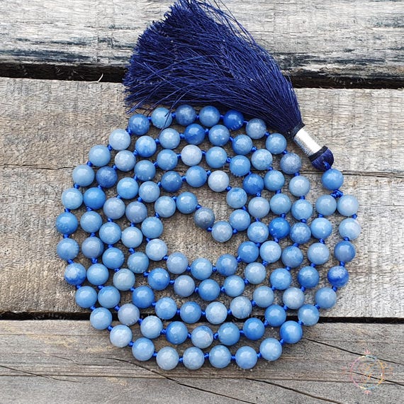 Blue Aventurine Mala 108 Beads Blue Aventurine Necklace Crystal Necklace Yoga Gifts Blue Aventurine Stone Necklace Healing Stones Etsy