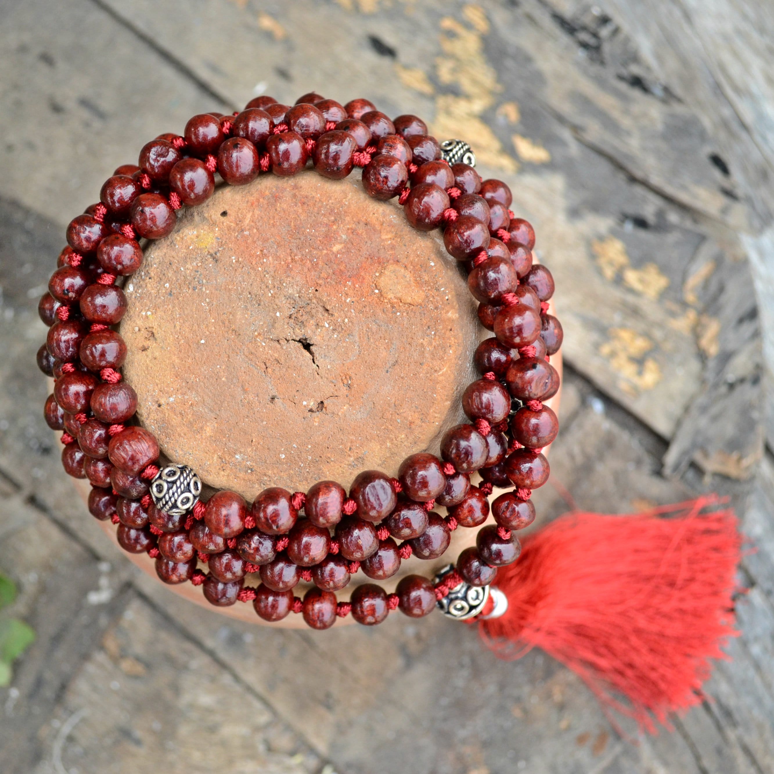 Rosewood Mala Knotted Mala Rosewood Necklace 108 Beads | Etsy