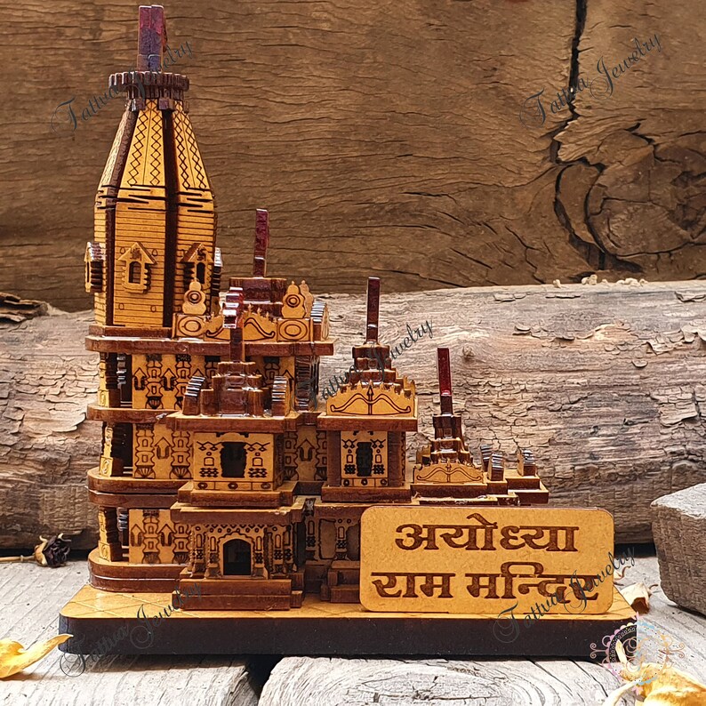 Temple Handmade Ram Mandir Temple-3d Replica Religious - Etsy