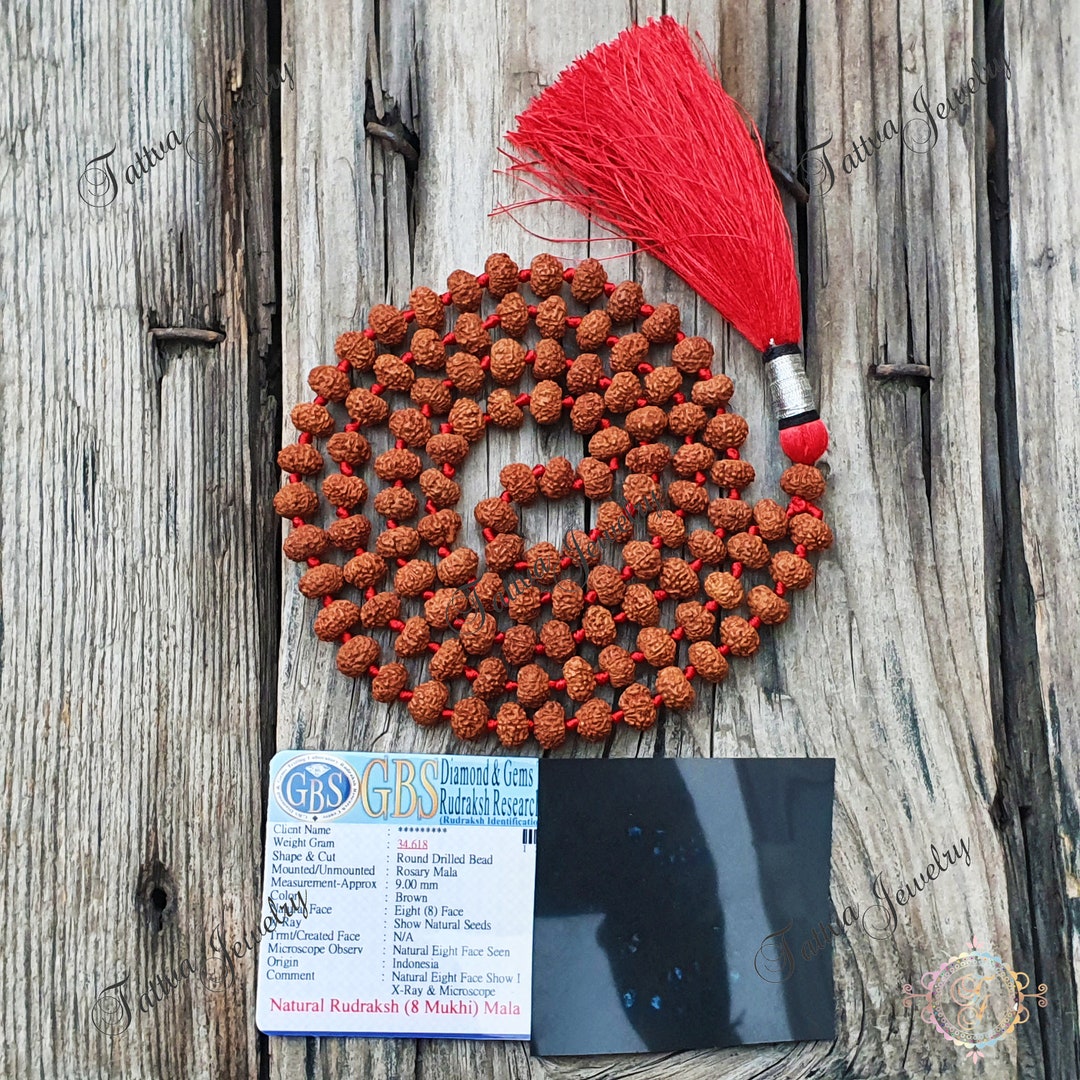 Fortify Mala | 8 Mukhi Rudraksha Mala Necklace | 108 Prayer Beads | Lab ...