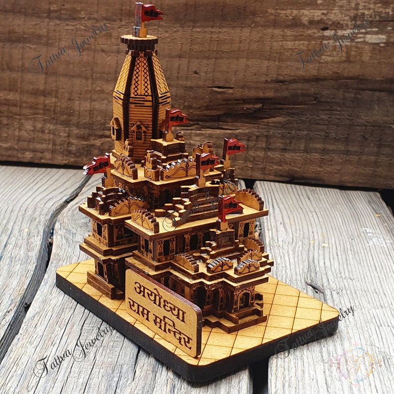Temple Handmade Ram Mandir Temple-3d Replica Religious - Etsy