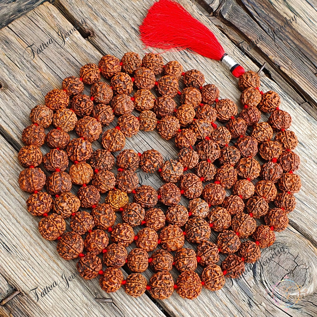 Rudraksha Mala 17-18 Mm, 108 Japa Mala Knotted, 108 Prayer Mala, Rudraksha Necklace India Shiva ...
