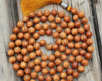 Natural Antique Bodhi Seed Mala With Red Jade Counter Beads, 108 ...