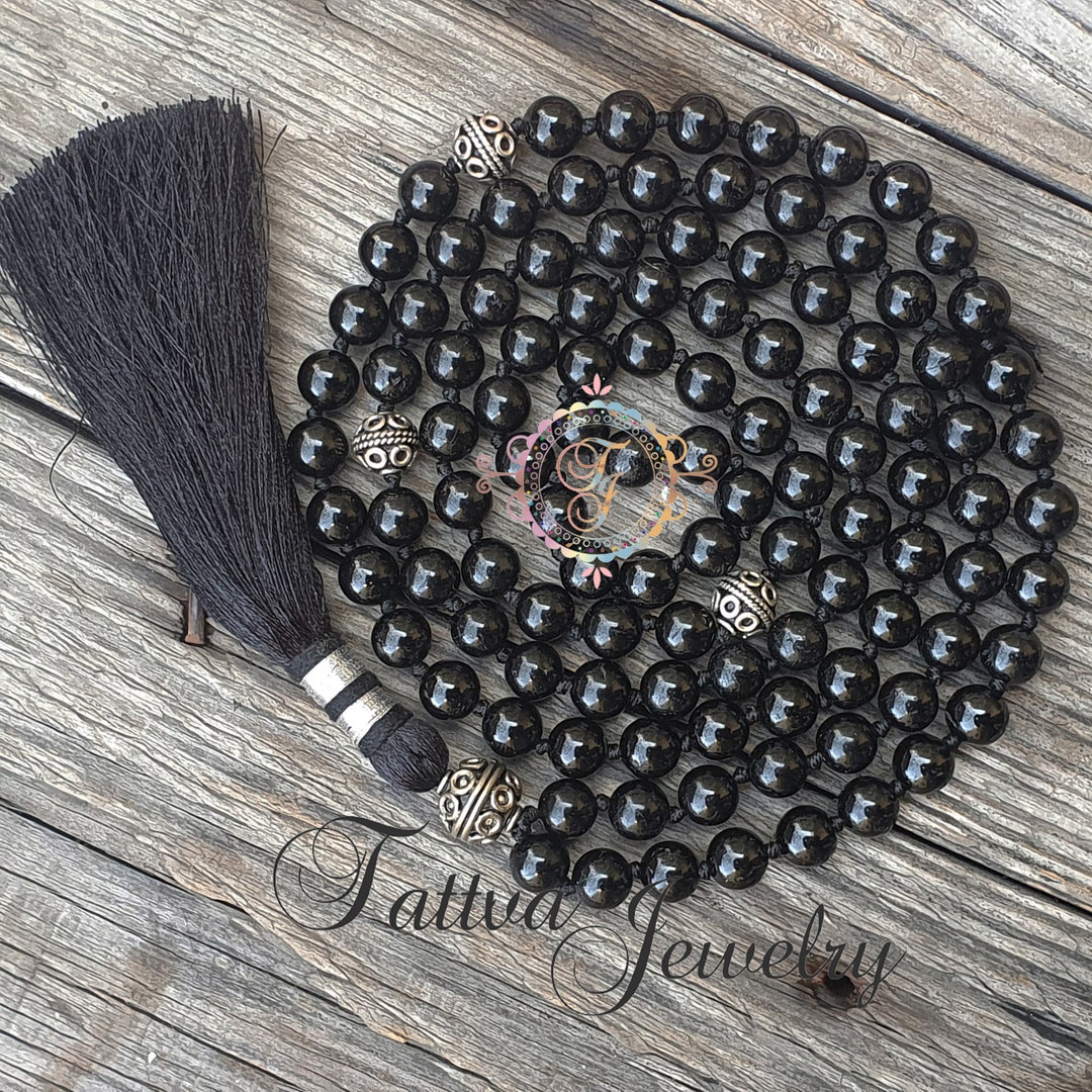 Black Tourmaline 108 Mala Bead Necklace: Energy Protection - Etsy