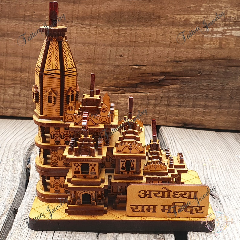 Temple Handmade Ram Mandir Temple-3d Replica Religious - Etsy