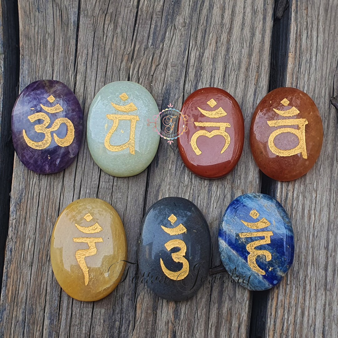 7 Chakra Stone Set: Engraved Reiki Healing Crystals - Etsy
